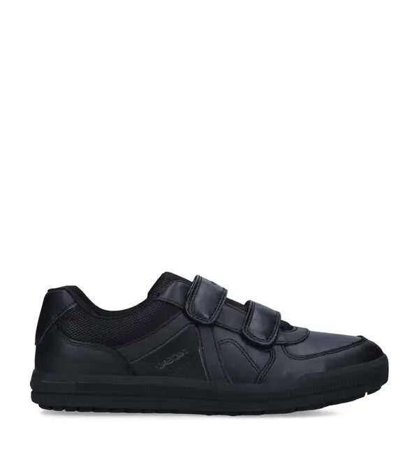 Geox Arzach Leather Velcro Sneakers - Black