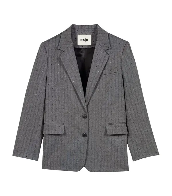 Maje Striped Rhinestone-embellished Blazer
