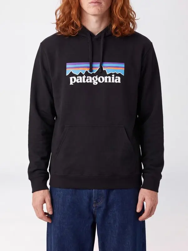 Patagonia Relaxed Fit Hoodie In Recycled Cotton Blend With Kangaroo Pocket - Black