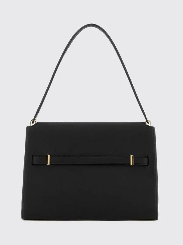 Tory Burch Lee Radziwill Grained Leather Shoulder Bag With Engraved Logo - Black