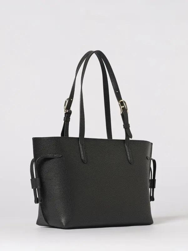 Furla Ava Grained Leather Shoulder Bag With Metal Logo