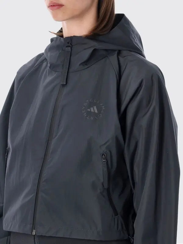 Adidas By Stella McCartney Cropped Track Windbreaker Jacket In Recycled Polyester With Hood