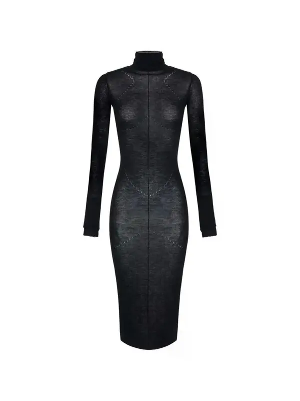 Elisabetta Franchi Knit Openwork Dress - Black