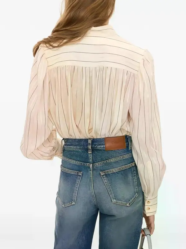 Chloé Gathered Blouse In Cotton & Silk Poplin
