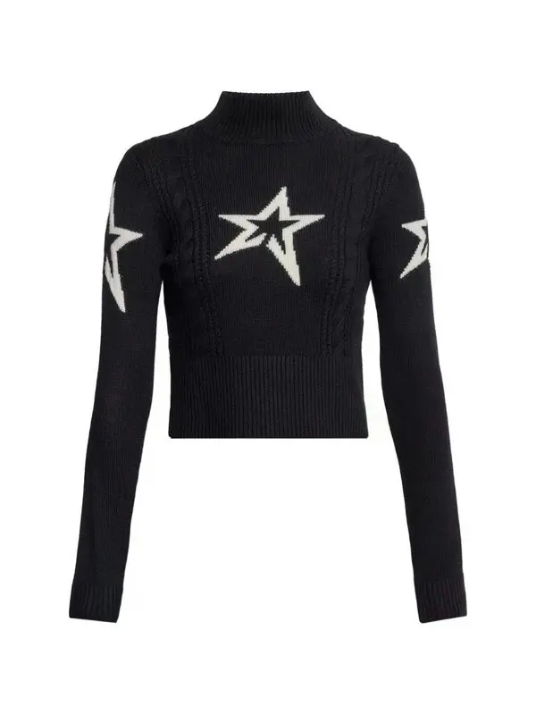Perfect Moment Star-intarsia Cable-knit Sweater - Black