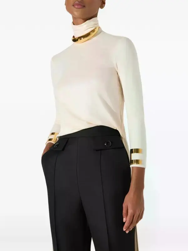 Elisabetta Franchi Long-sleeved Top With Structured Shoulders And Logo Detail