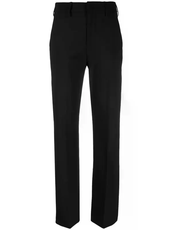 DONDUP Logo-plaque Pressed-crease Tailored Trousers - Black