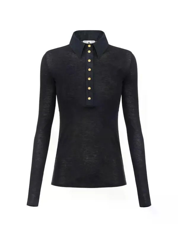 Elisabetta Franchi Knit And Taffeta Polo Shirt - Black