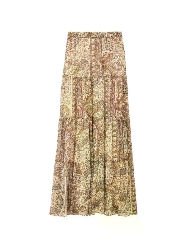 Ba&sh Paisley-print Tiered Maxi Skirt - Neutrals