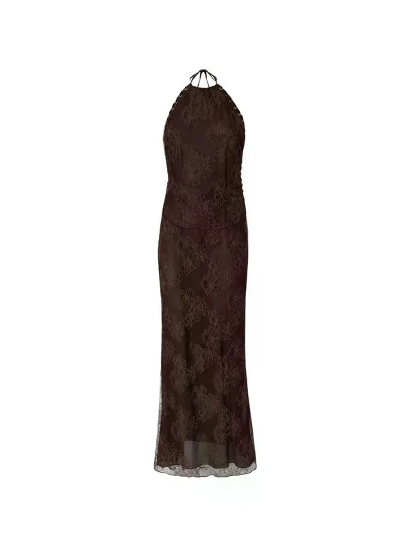 Pinko Lace-overlay Halterneck Dress - Brown