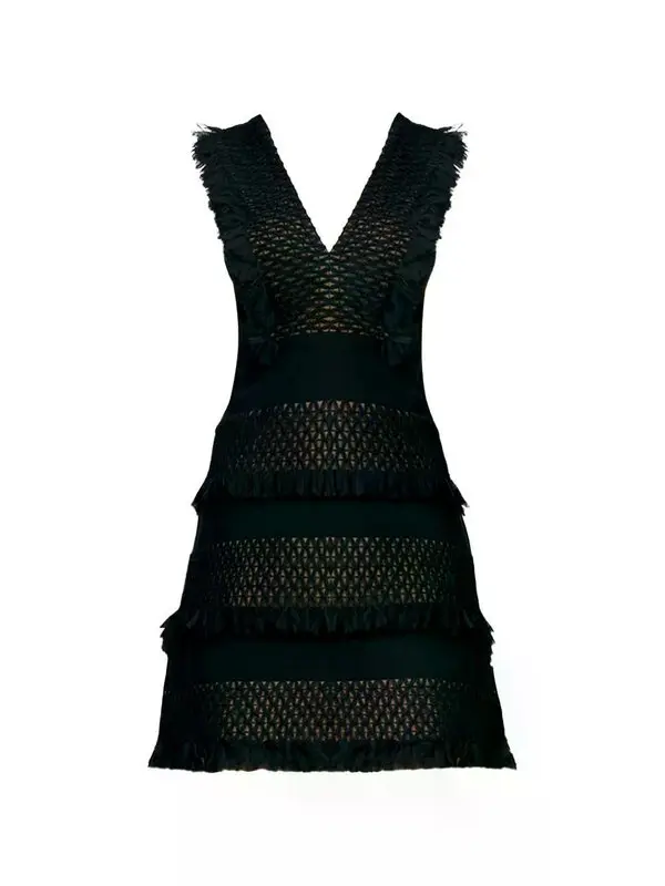Tadashi Shoji Axl Fringe Mini Dress - Black