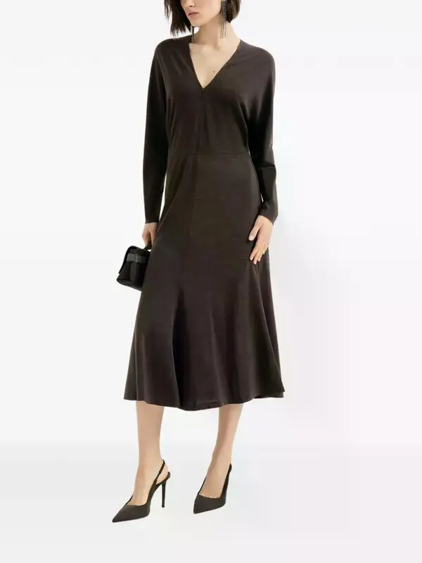 Brunello Cucinelli Techno Wool Jersey Dress With Monili