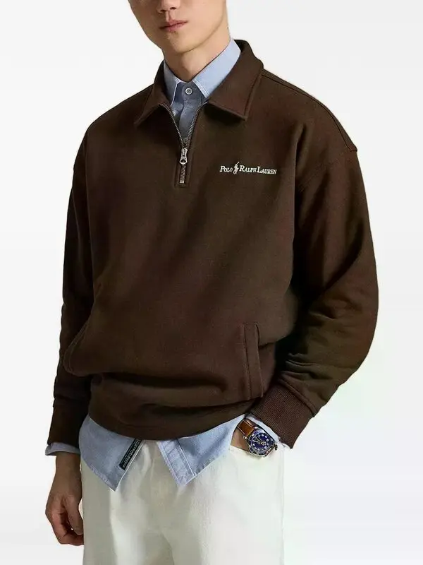 Polo Ralph Lauren Quarter-zip Embroidered Sweater - Brown