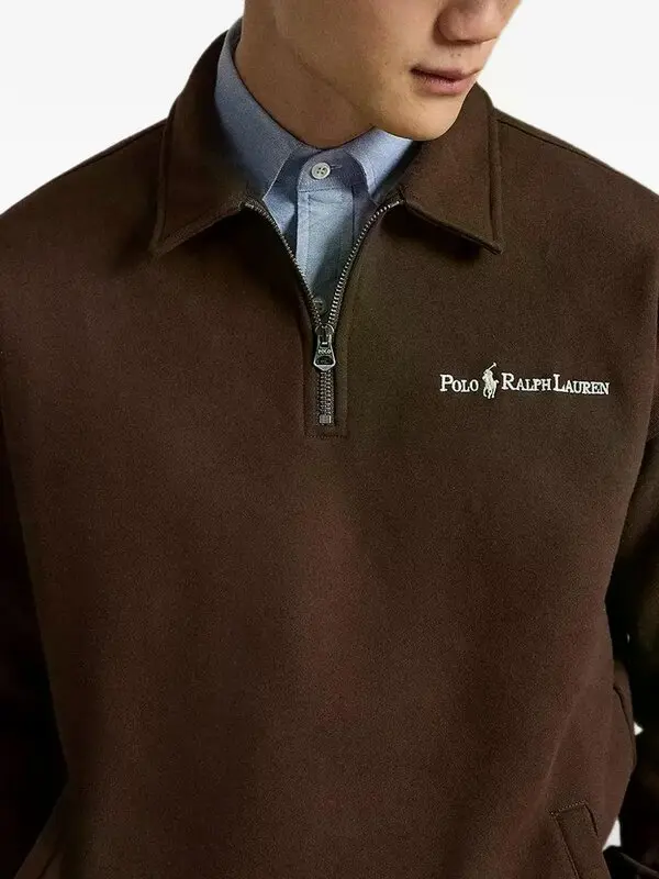 Polo Ralph Lauren Quarter-zip Embroidered Sweater - Brown