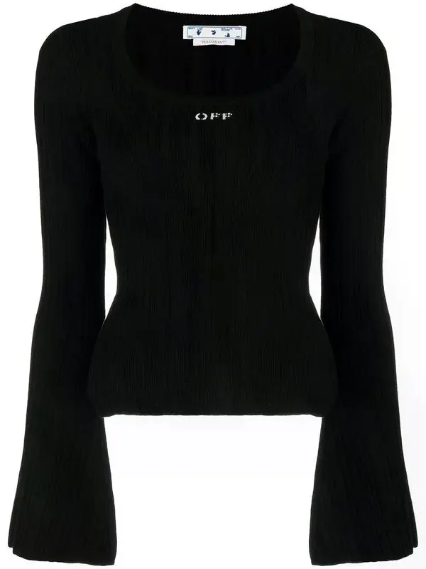 Off-White Logo Print Ribbed Top