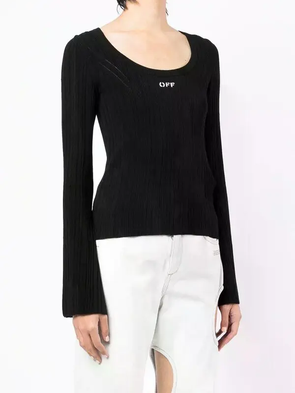 Off-White Logo Print Ribbed Top
