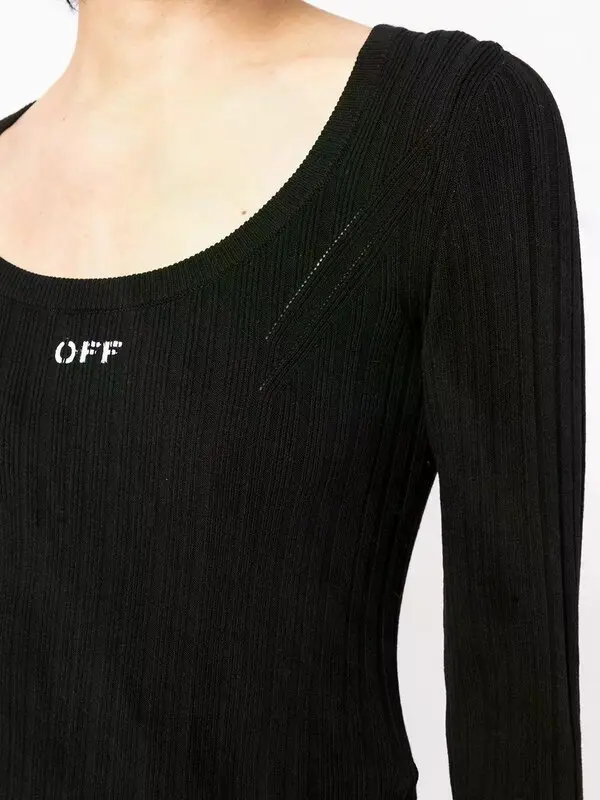 Off-White Logo Print Ribbed Top