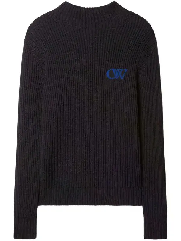 Off-White Logo-embroidered Rib-knit Jumper