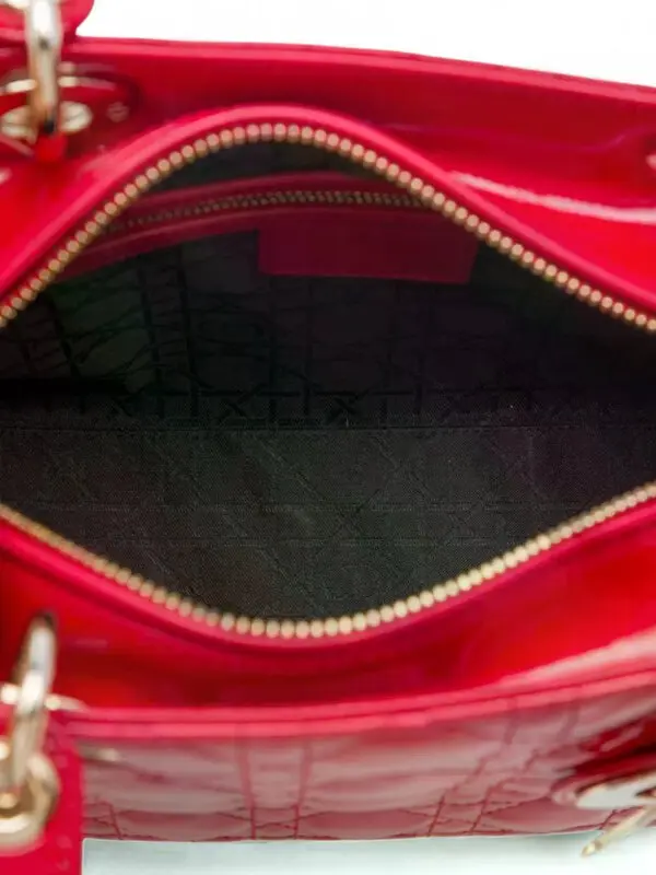 Dior Patent Cannage Lady Satchel - Red