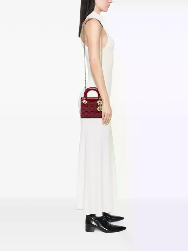 Dior Patent Cannage Lady Satchel - Red