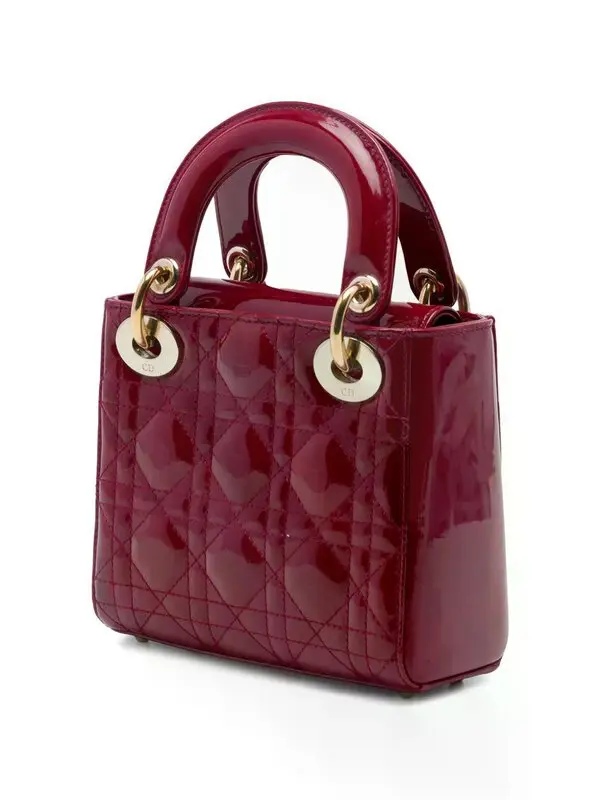 Dior Patent Cannage Lady Satchel - Red