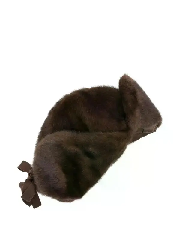 P.a.r.o.s.h Faux Fur Trapper Hat With Bow Detail - Brown