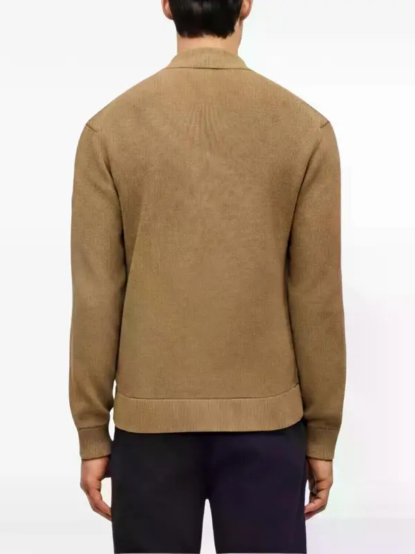 BOSS Zip-up Panelled Sweater