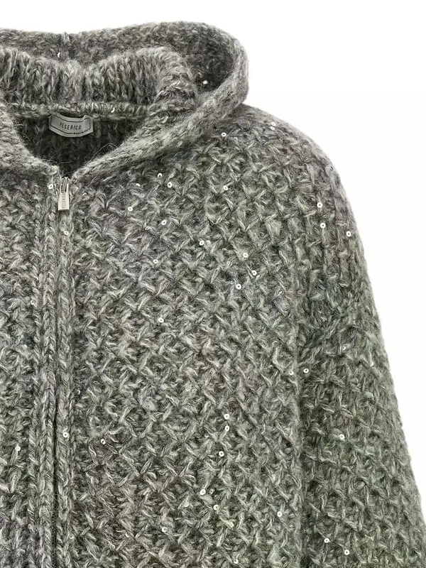 Peserico Sequin-embellished Hooded Cardigan