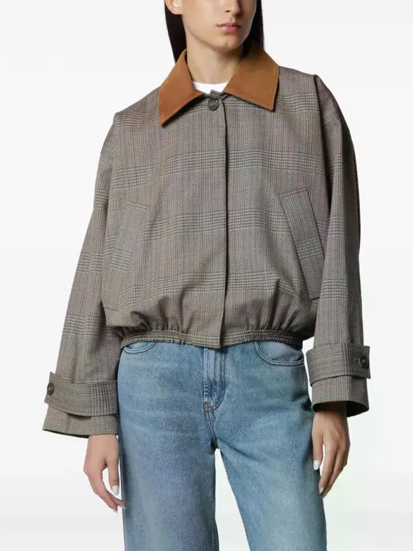 RÓHE Check-pattern Wool Bomber Jacket - Brown