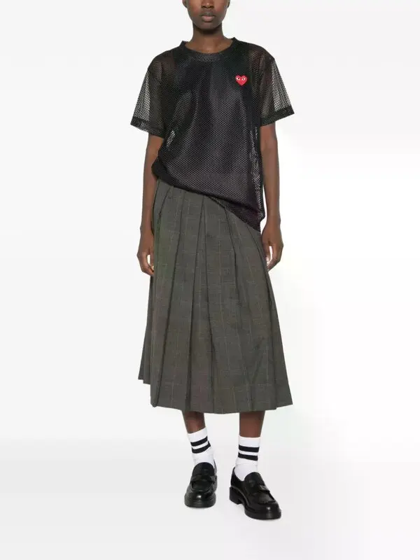 Play Comme Des Garcon Heart-patch Mesh T-shirt - Black