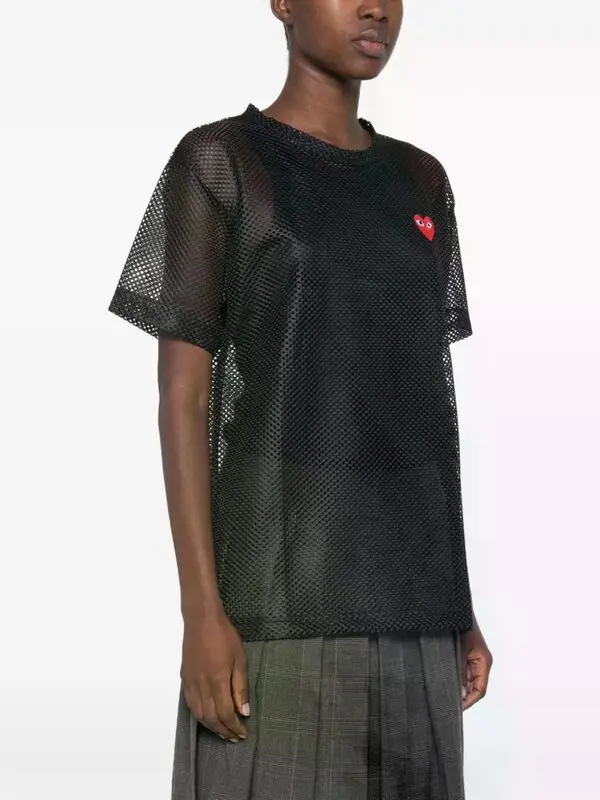 Play Comme Des Garcon Heart-patch Mesh T-shirt
