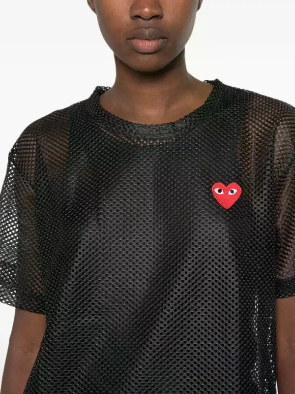 Play Comme Des Garcon Heart-patch Mesh T-shirt