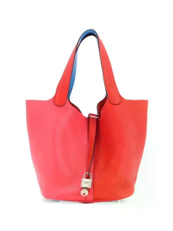 Hermès Casaque Picotin Lock Bag Clemence Mm Bucket Bag - Blue