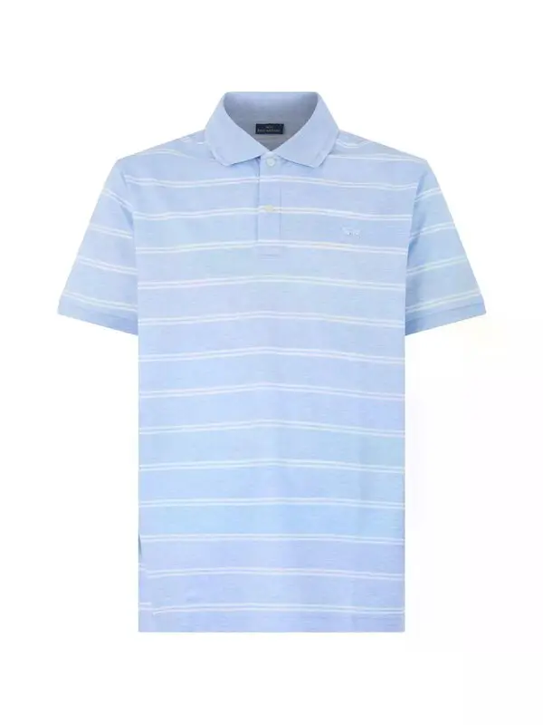 Paul & Shark Striped Cotton Polo Shirt - Blue