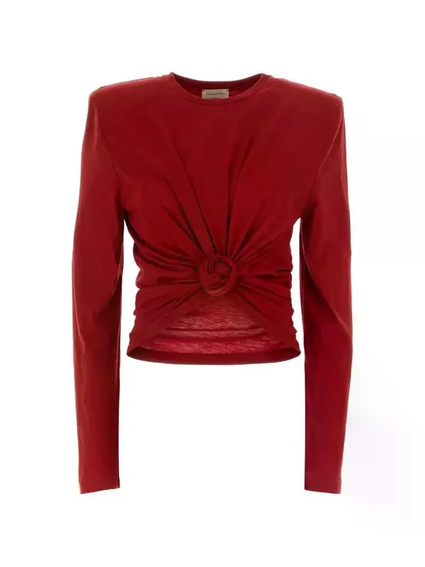 Magda Butrym Rosette-detail Padded-shoulder Blouse - Red
