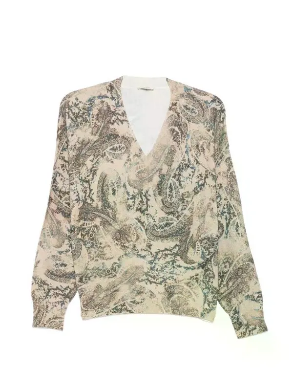 Liu Jo Paisley-print V-neck Sweater - Neutrals