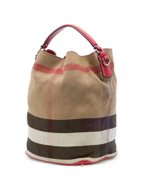 Burberry Canvas Ashby Bucket Bag With Leather Accents