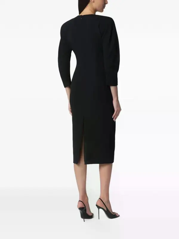 Andamane Rounded-shoulder Midi Dress - Black