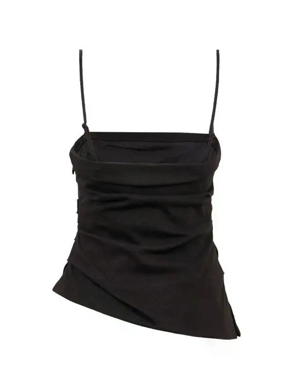 Simkhai Emerson Ruched Asymmetrical Tank Top - Black