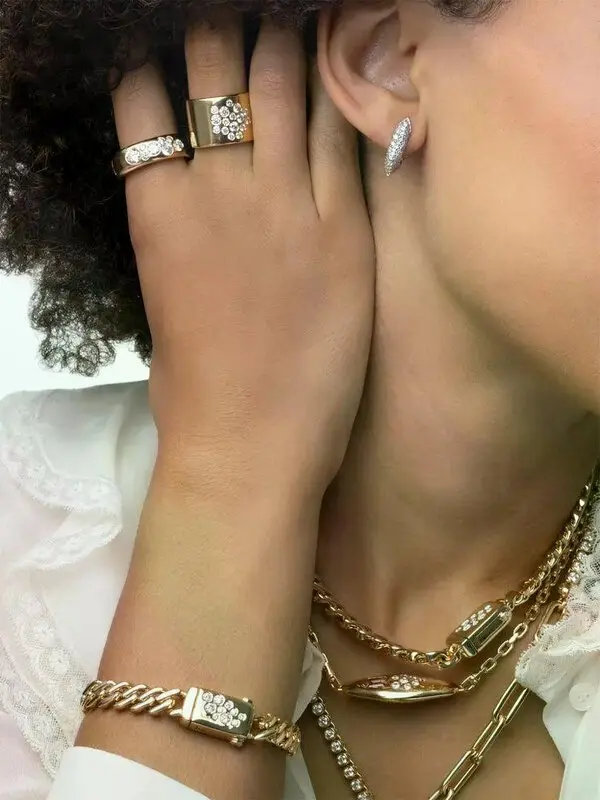 UNIFORM OBJECT 18k Yellow Pavé Diamond Huggie Earrings