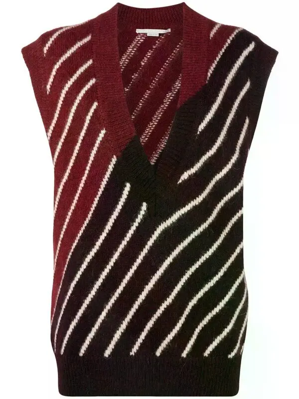 Stella McCartney Striped Alpaca Wool-blend Top - Brown