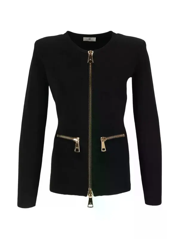 Elisabetta Franchi Knit Cardigan With Zip Detail - Black
