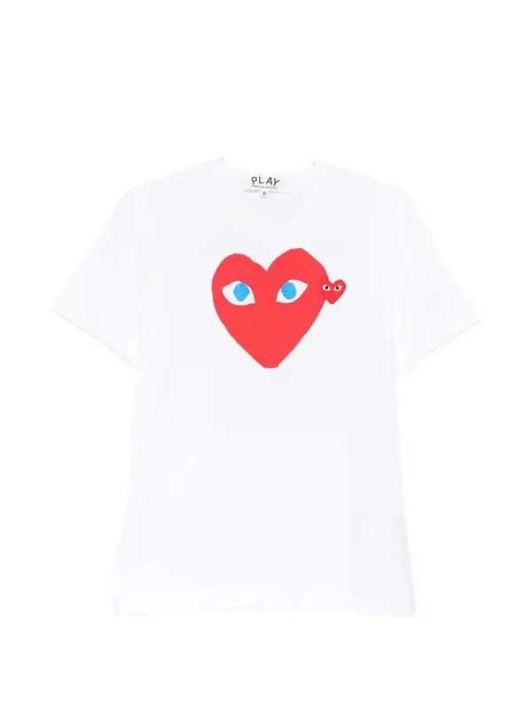 Play Comme Des Garcon Heart-print T-shirt - White