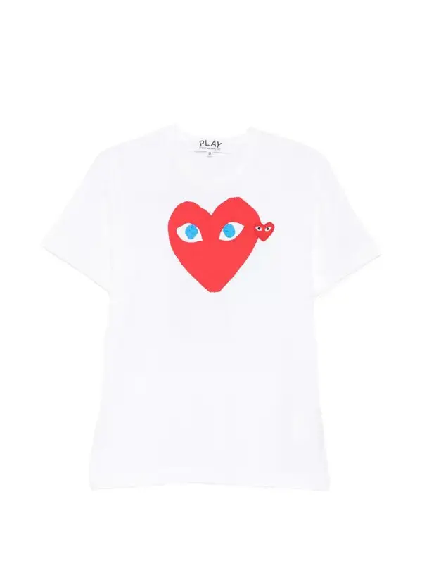 Play Comme Des Garcon Heart-print T-shirt - White