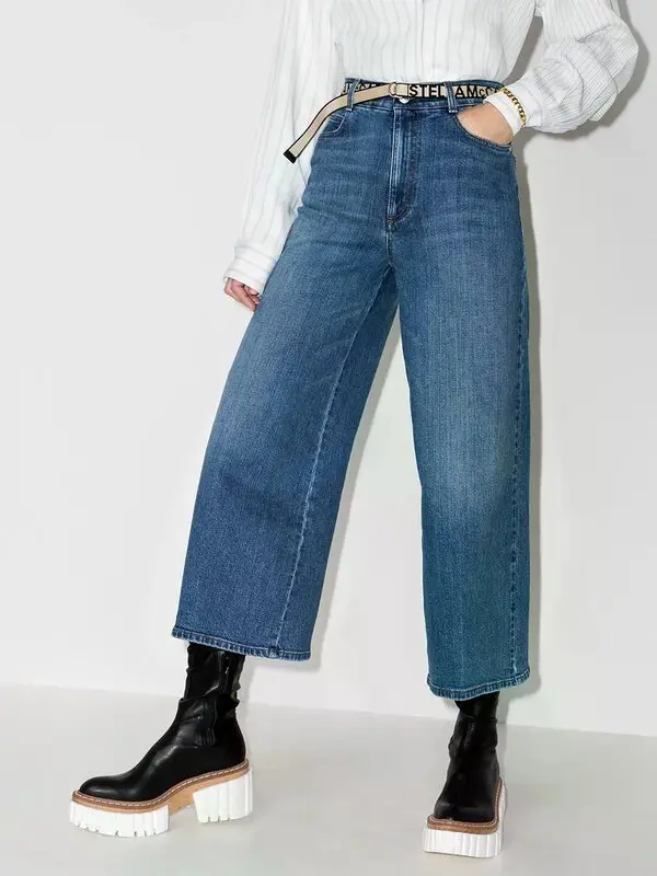 Stella McCartney Wide-leg Logo Belted Jeans - Blue