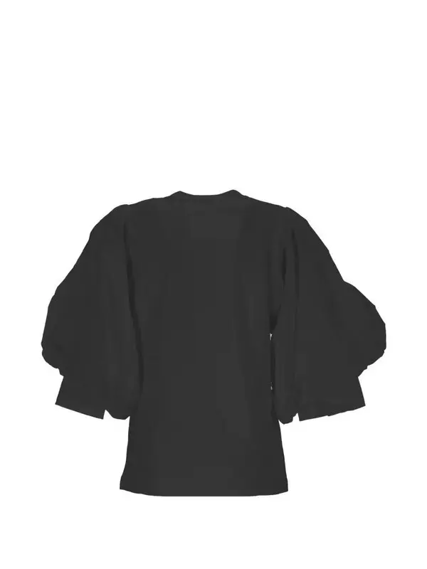 EMMA E GAIA Puff-sleeve V-neck T-shirt - Black