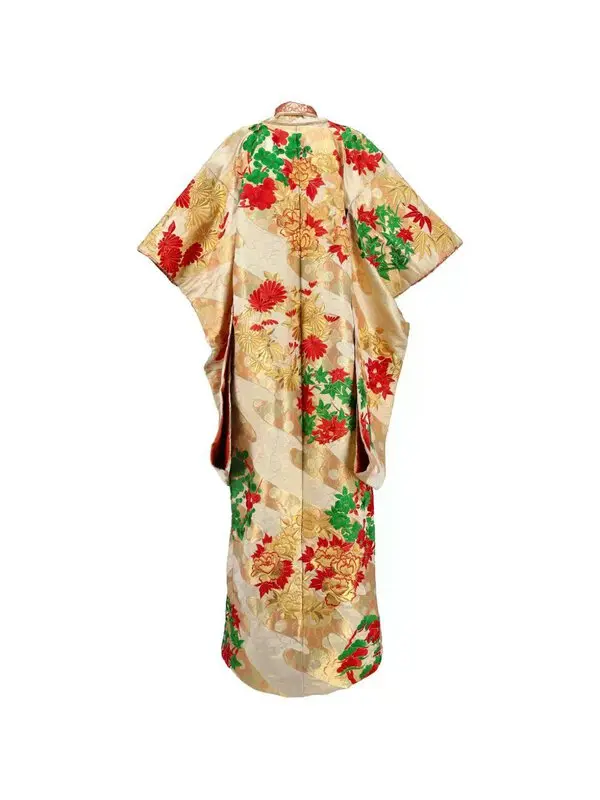Vintage Floral-embroidered Kimono Coat