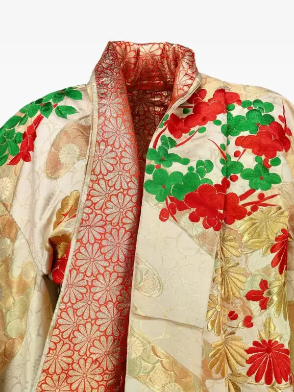 Vintage Floral-embroidered Kimono Coat