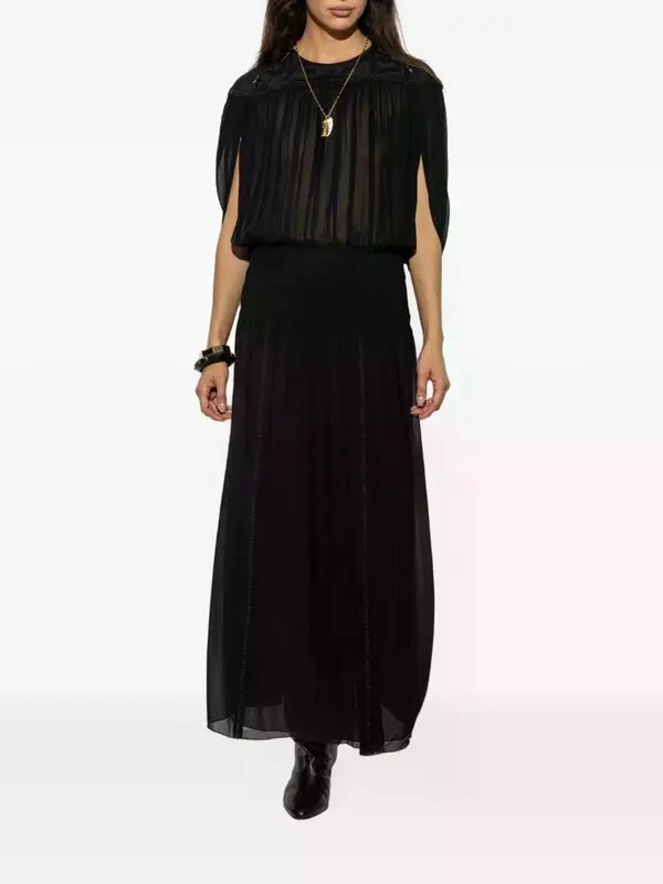 Isabel Marant Étoile Nesrine Smocked Silk Maxi Dress - Black