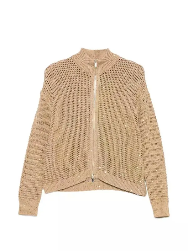 Max Mara Sequin-embellished Open-knit Cardigan